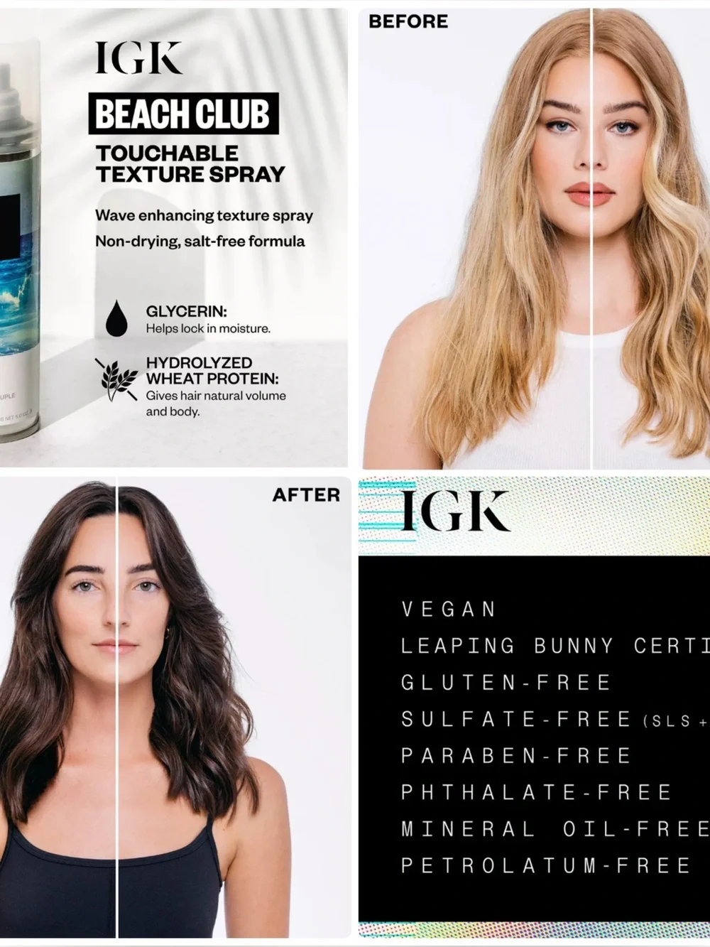 igk | Hair | New Igk Hair Beach Club Volume Texture Spray Full Size ...